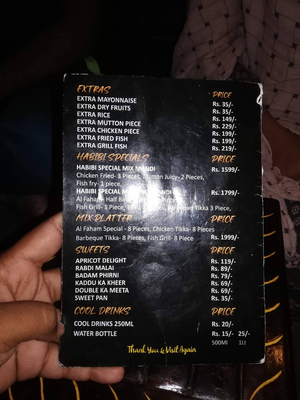 Menu at Habibi Mandi Restaurant Nallagandla, Hyderabad