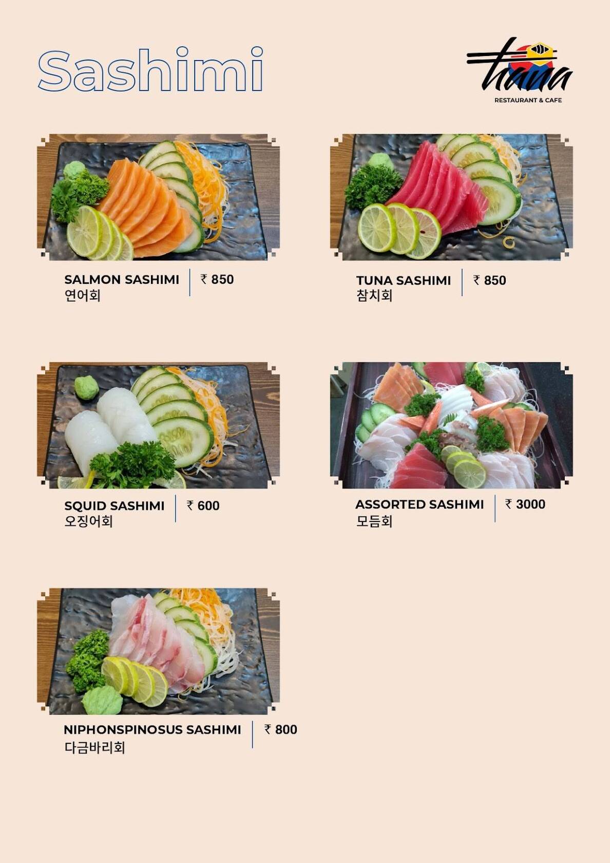 Menu at Hana restaurant & cafe, Chennai