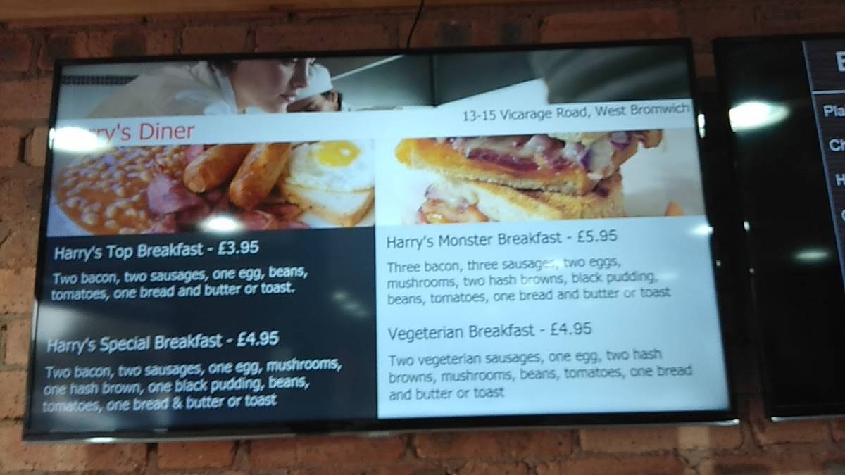 Menu at Harry's Diner restaurant, West Bromwich