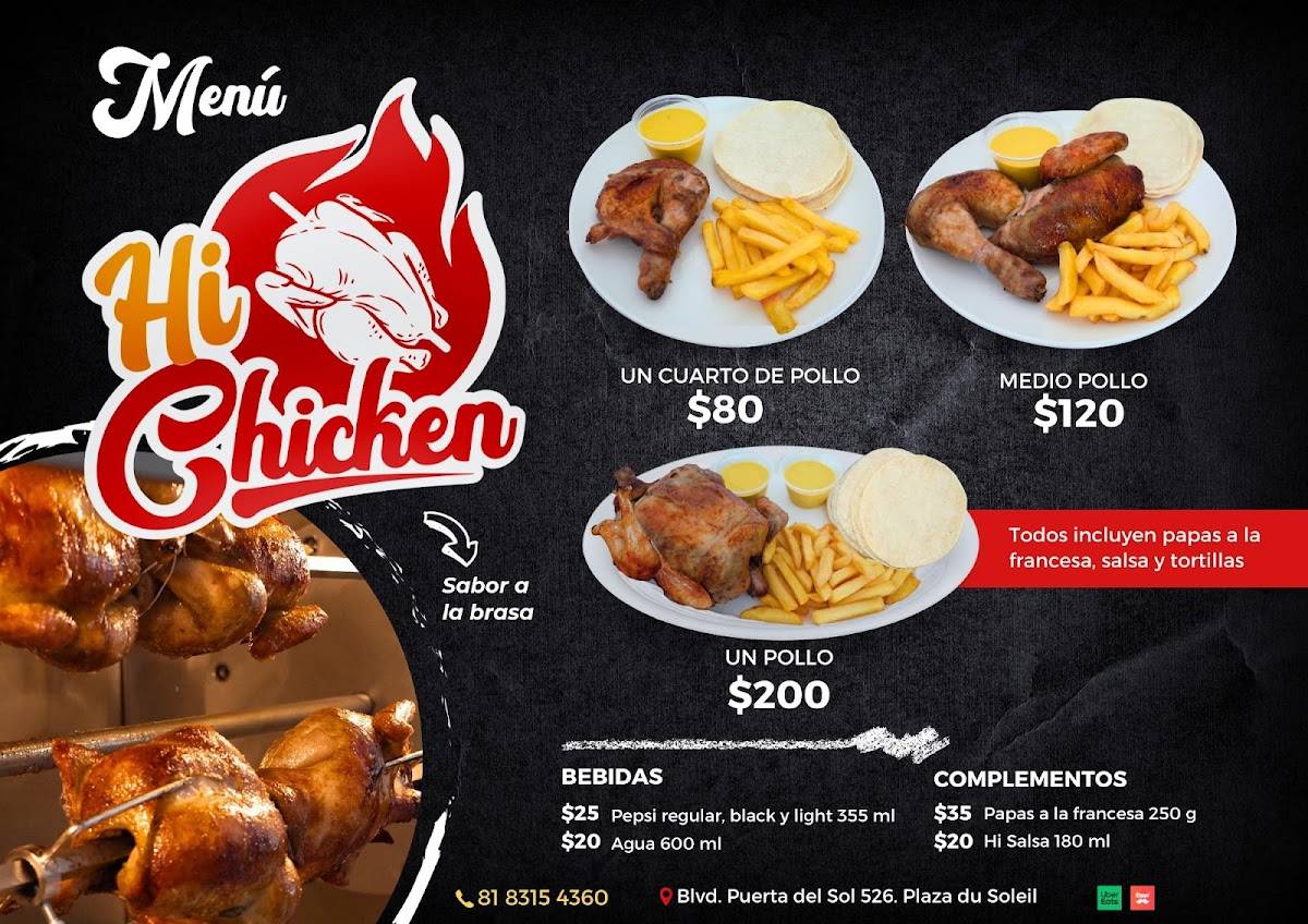 Menu at Hi Chicken restaurant, Monterrey