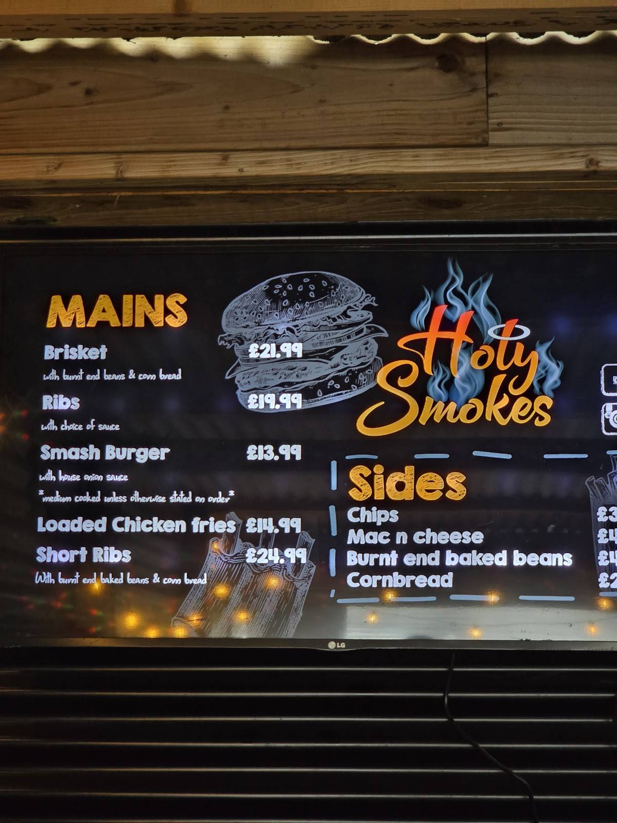 Menu at Holy Smokes BBQ Shack, Portadown