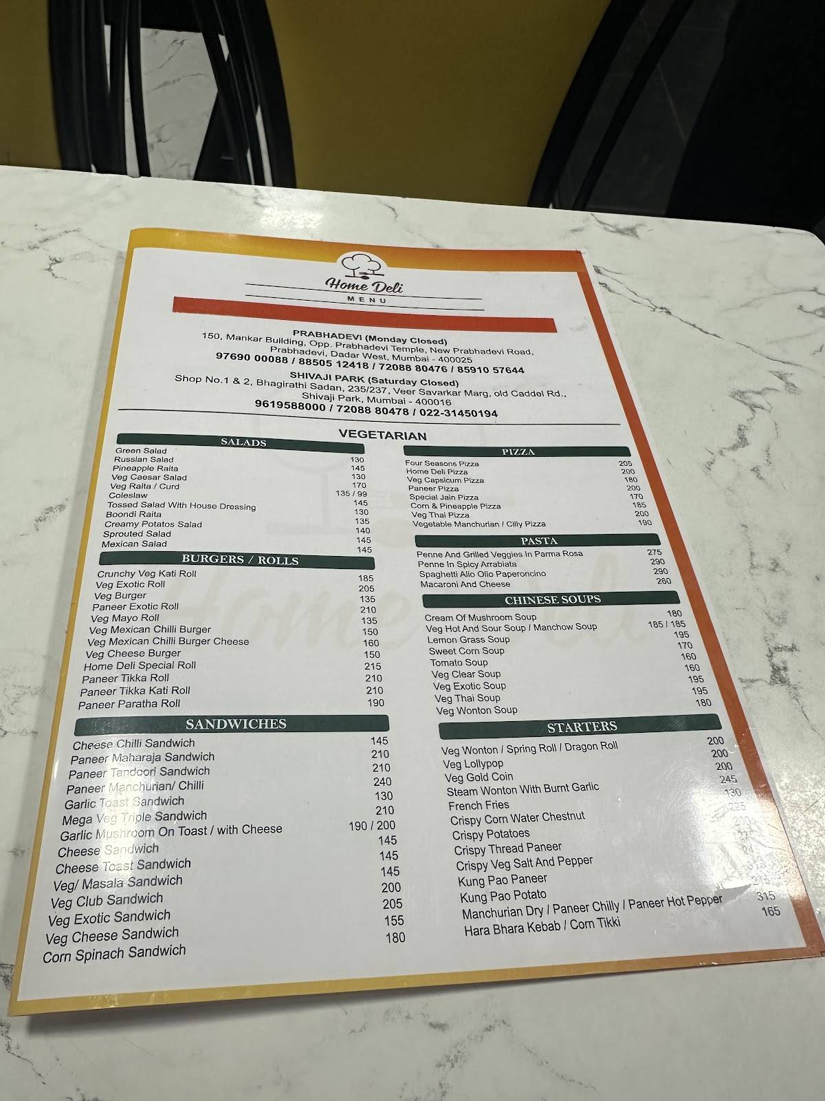 Menu at Home Deli, Mumbai, 150 Mankar Building New Prabhadevi Road Opp ...