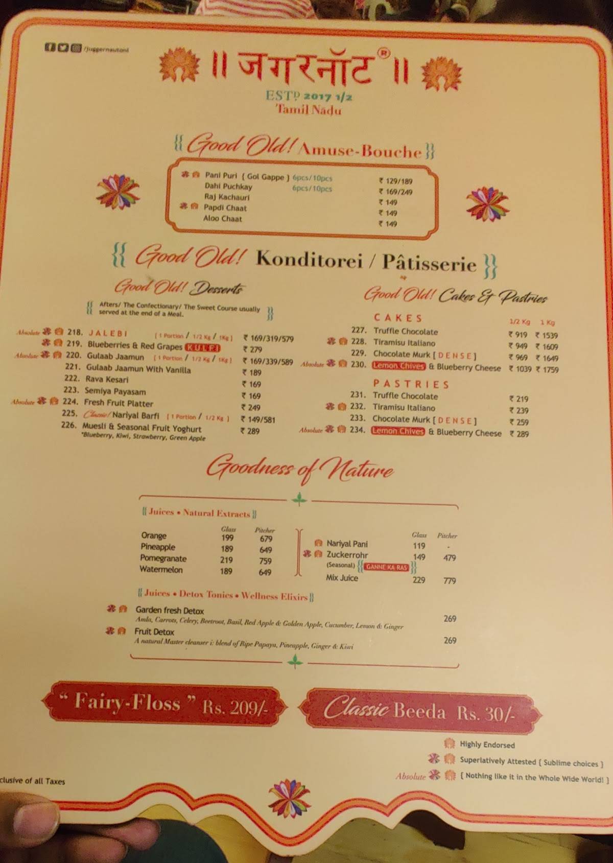 Menu at J U G G E R N A U T, Rajouri Garden, New Delhi, C-11