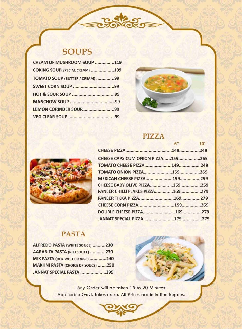 Menu at JANNAT CAFE & RESTAURANT, Jhusi