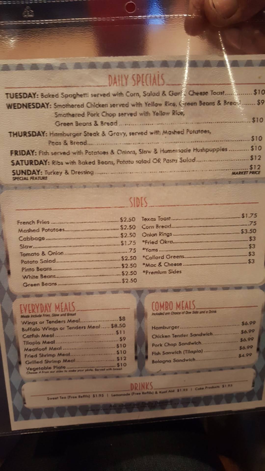 Menu at Jackie's Dream restaurant, Knoxville, E Woodland Ave
