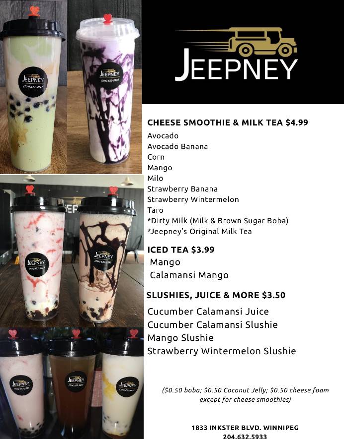 Menu at Jeepney Winnipeg (1833 Inkster) restaurant, Winnipeg, Inkster Blvd