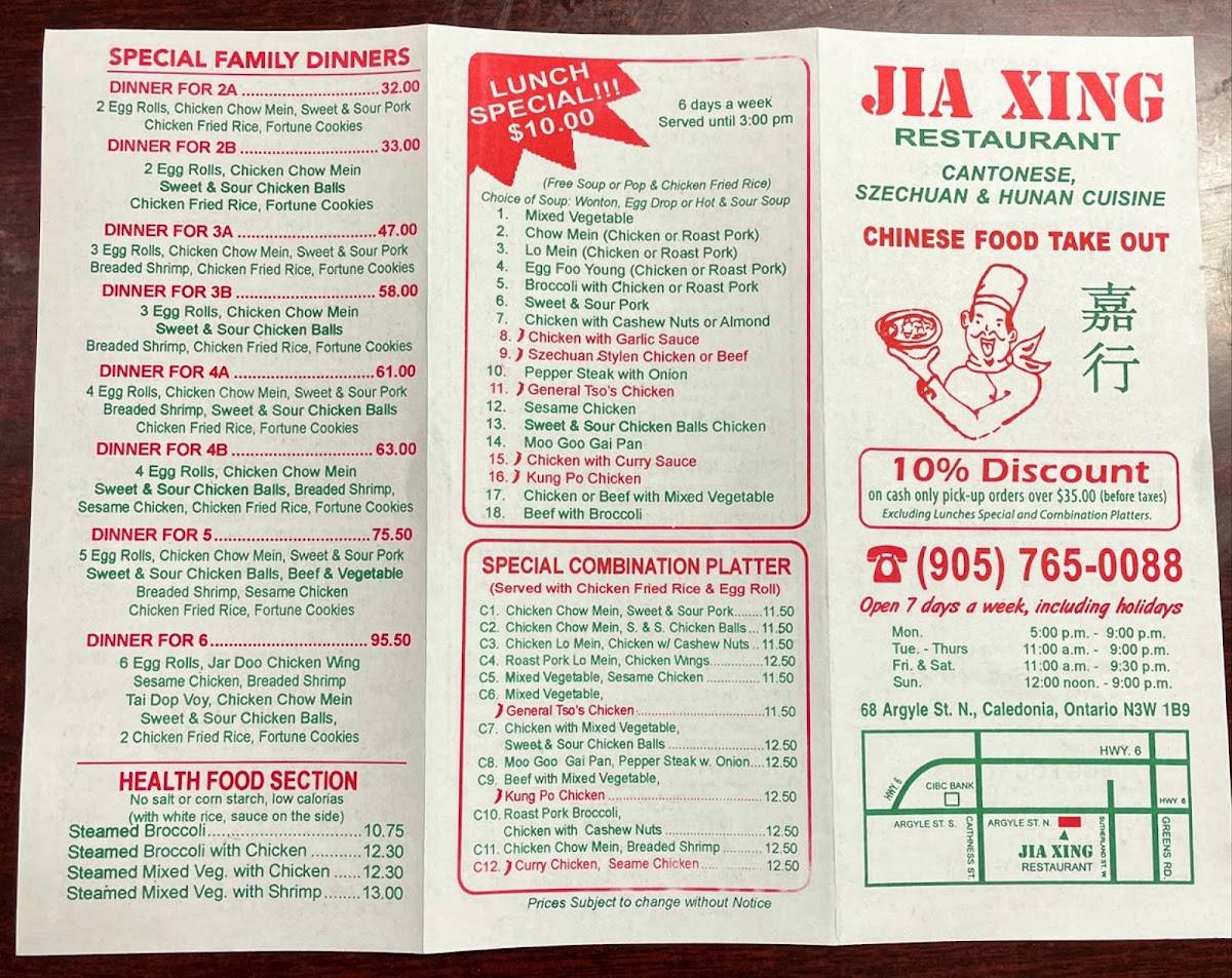 Menu at JT Restaurant, Caledonia