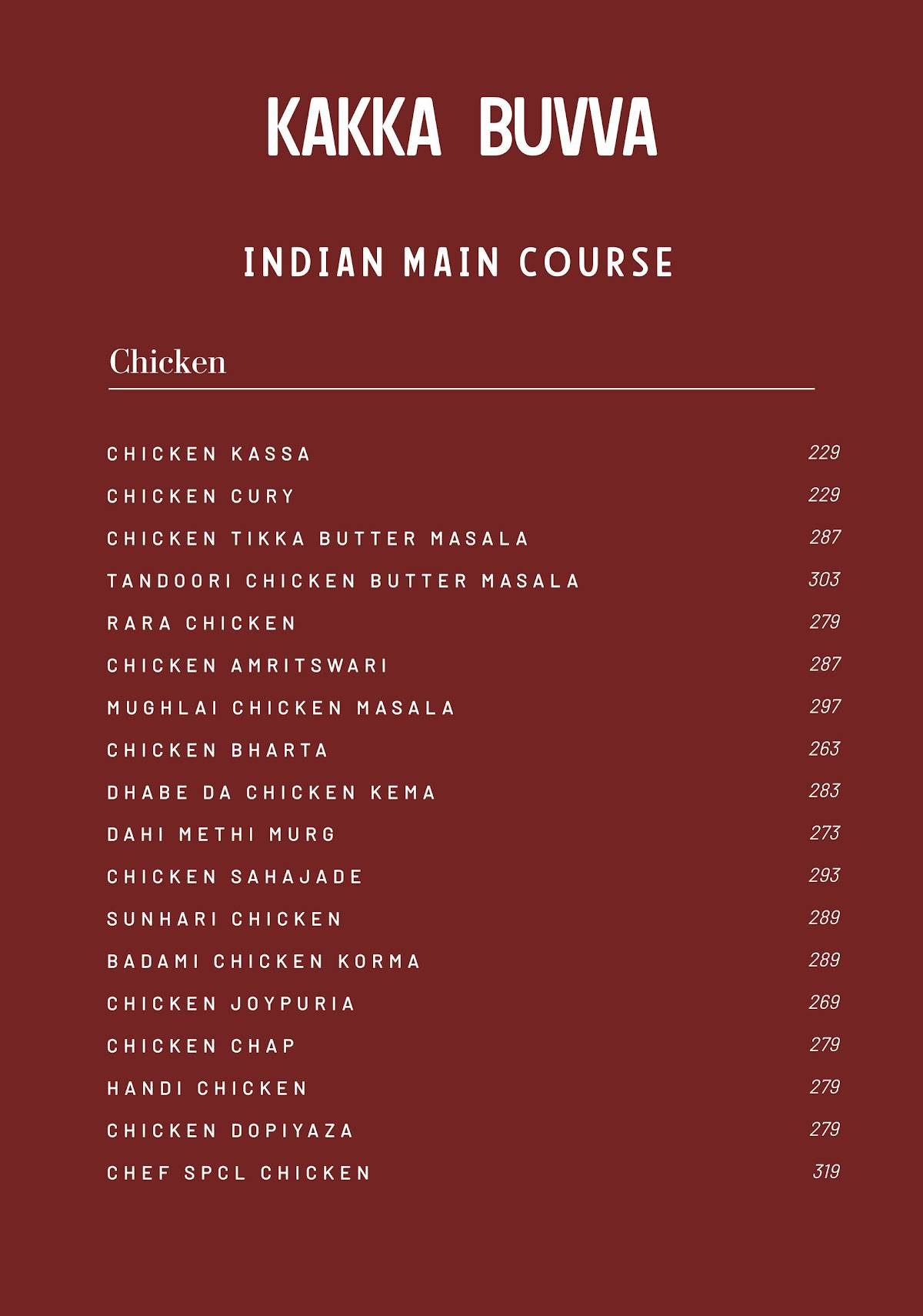 Menu at Kakka Buvva Restaurant, Belgharia, North Dumdum