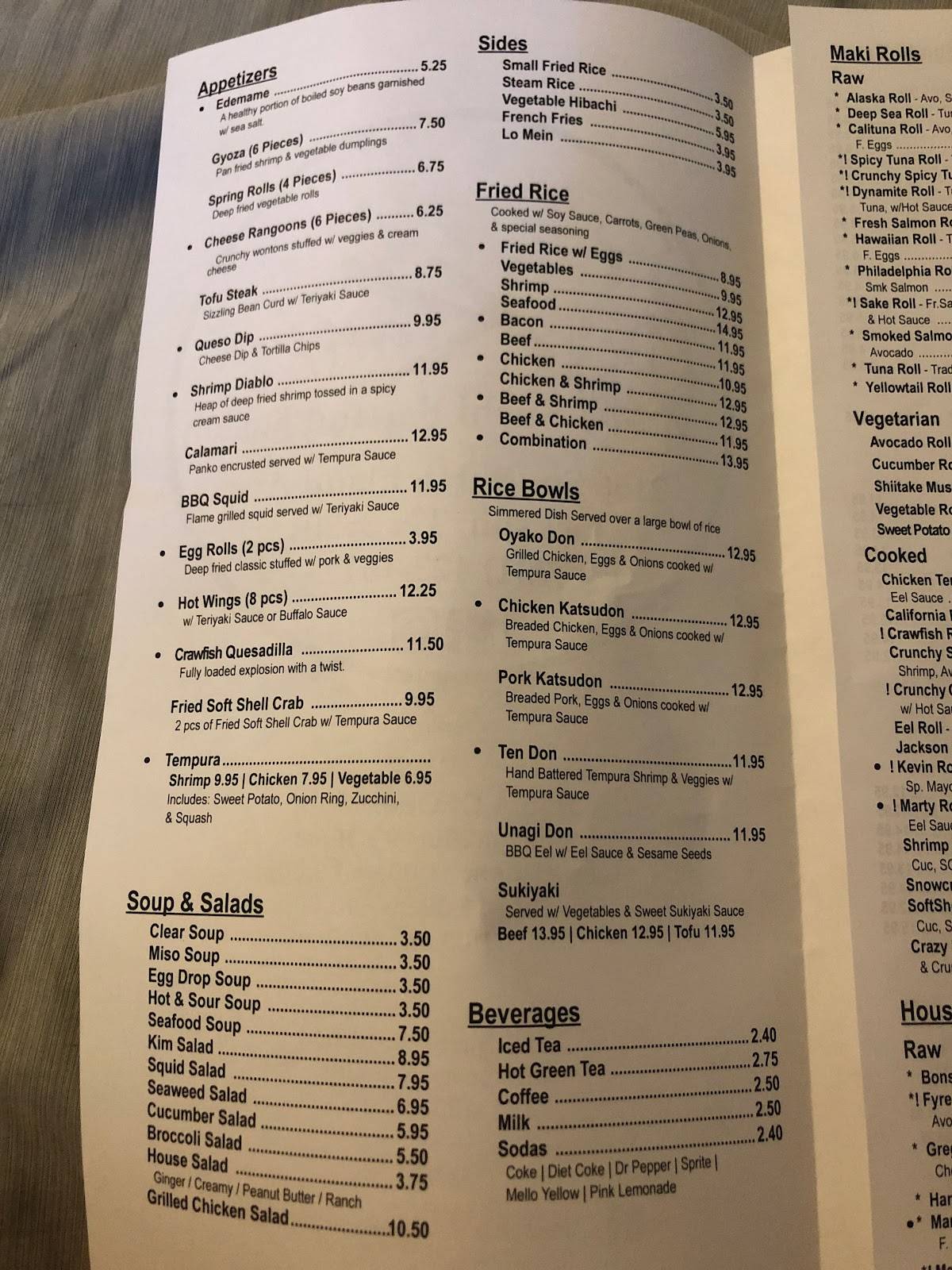 Menu at Kanpai Sushi Bar And Fusion, Jackson