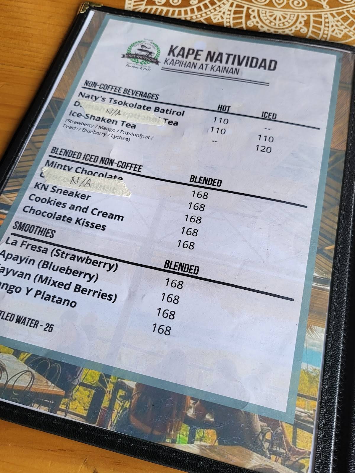 Menu at Kape Natividad Marilaque Tanay, Rizal restaurant, Tanay