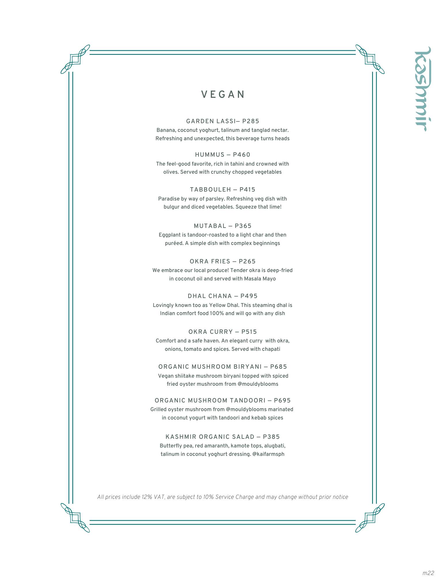 Menu at Kashmir BGC restaurant, Taguig
