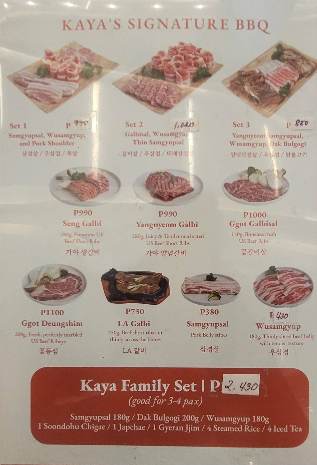 Menu at Kaya Korean Restaurant- Estancia, Pasig