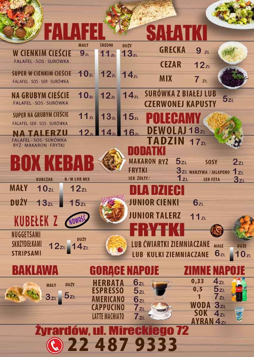 Menu at Kebab marrakesh restaurant, Żyrardów
