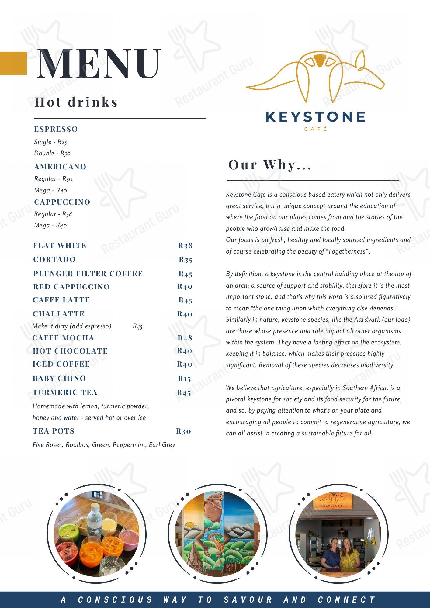 Menu at Keystone Cafe, Hoedspruit