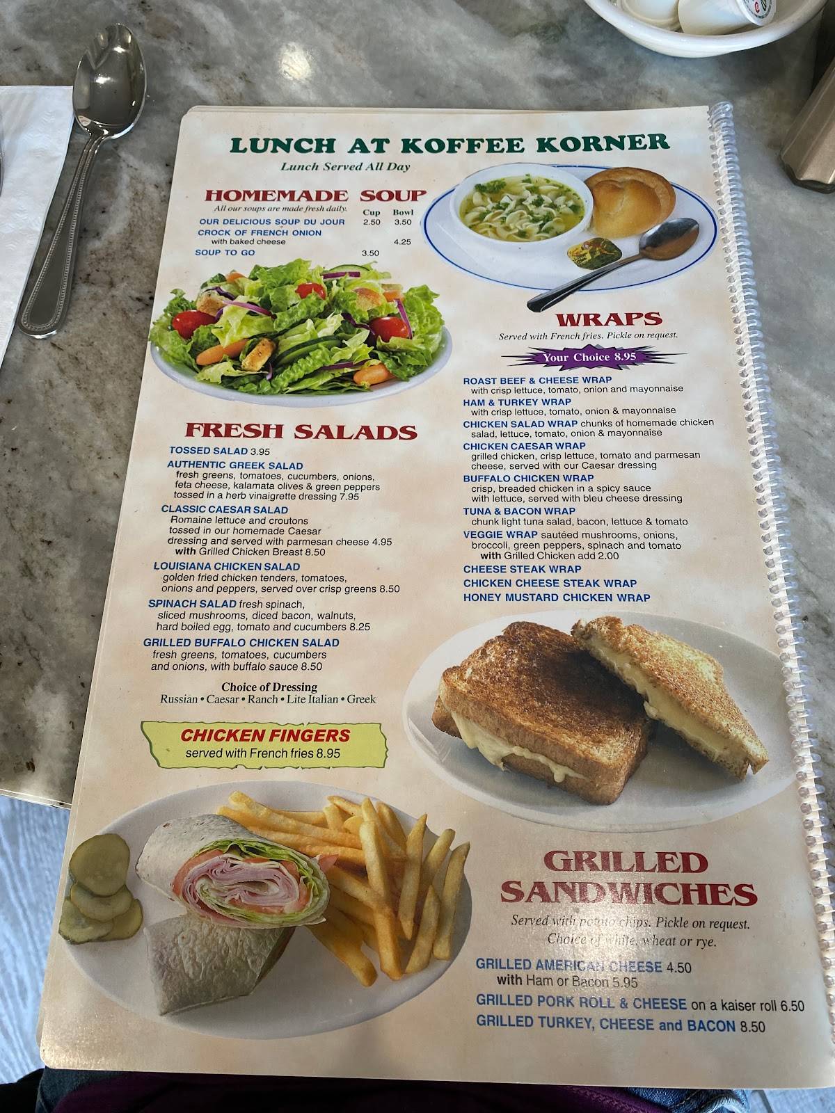 Menu at Koffee Korner Cafe, Lansdale, 201 N Broad St
