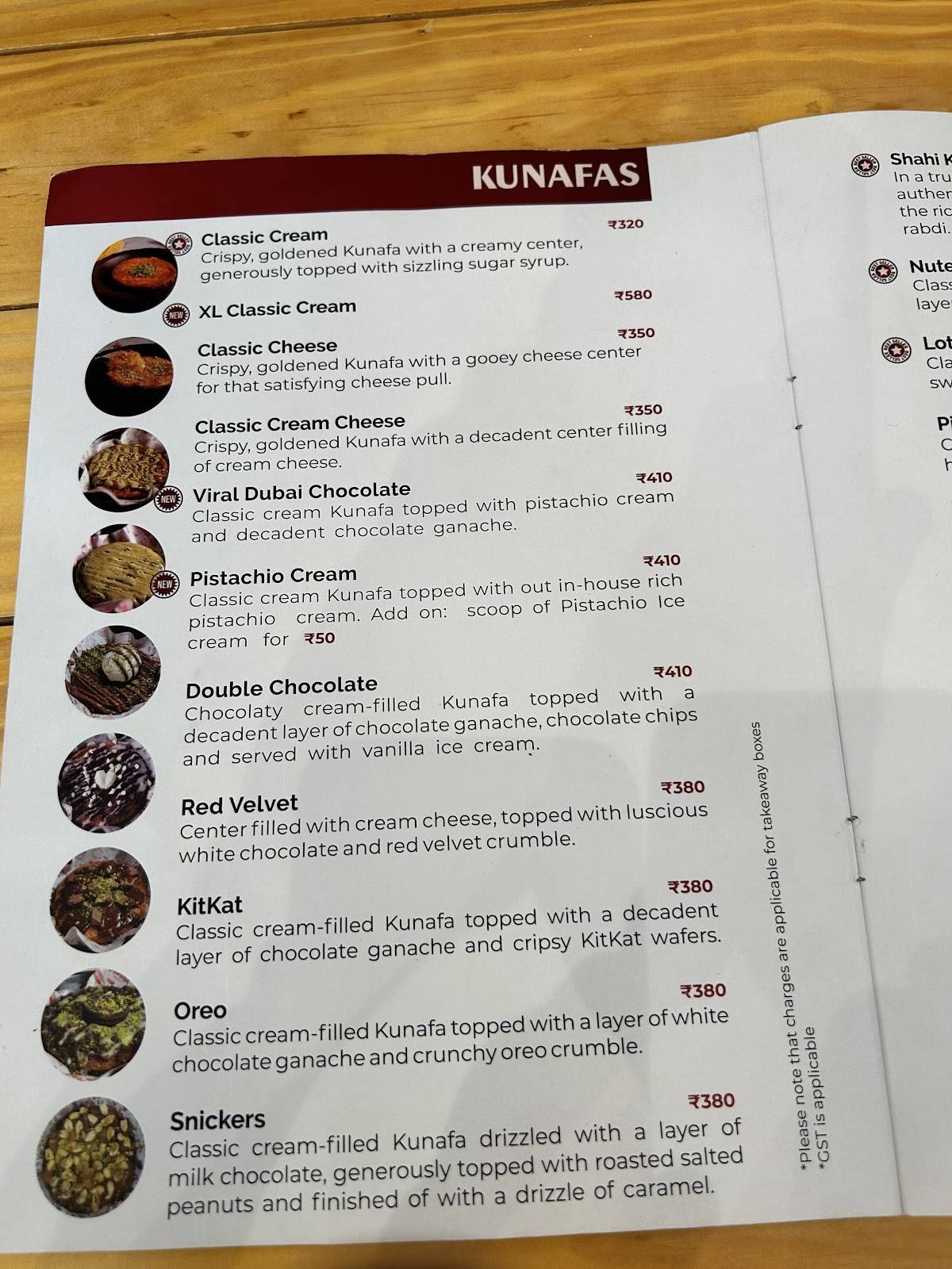 Menu at Kunafa Bytes Baroda, Vadodara