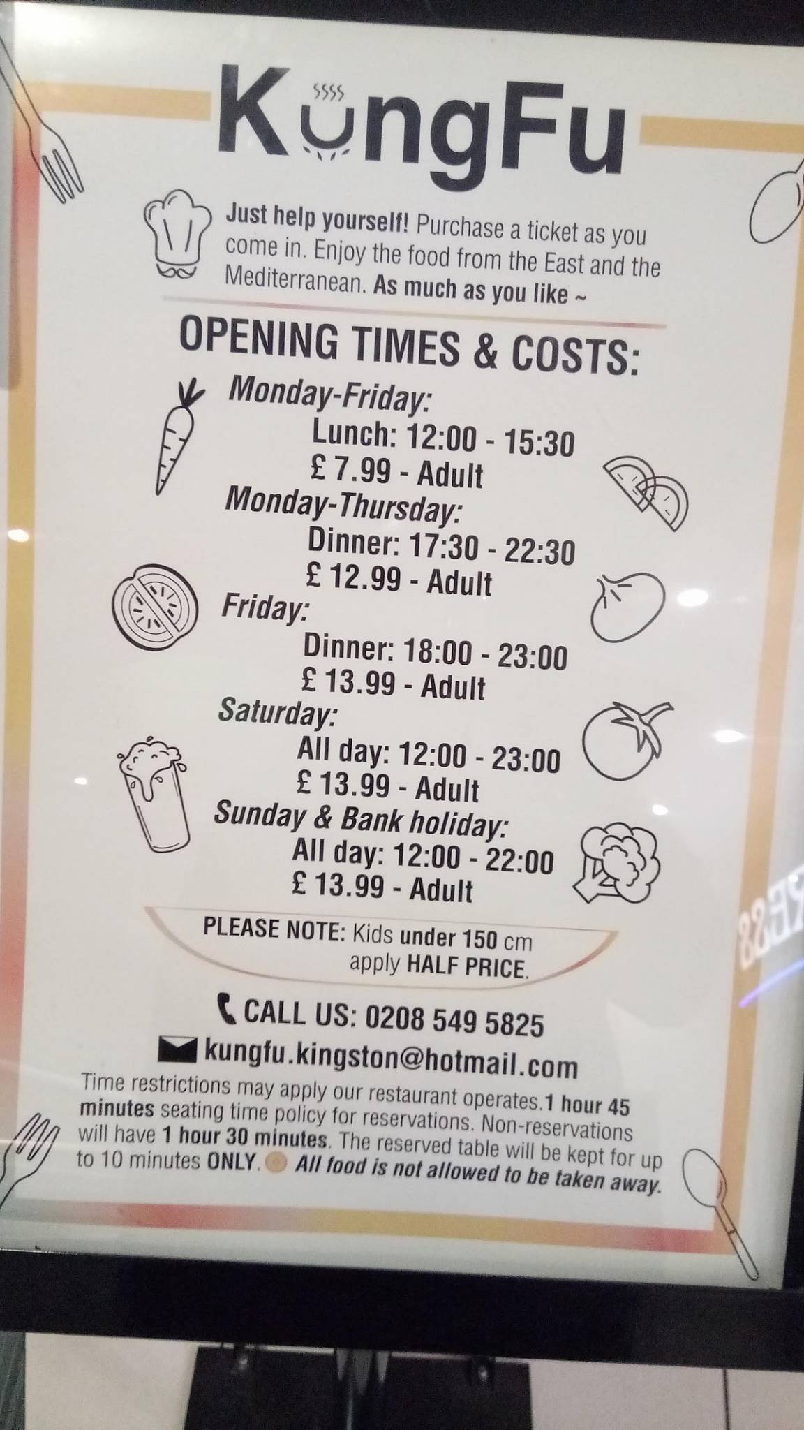 Menu at Kung Fu Chinese Buffet restaurant, Kingston upon Thames ...