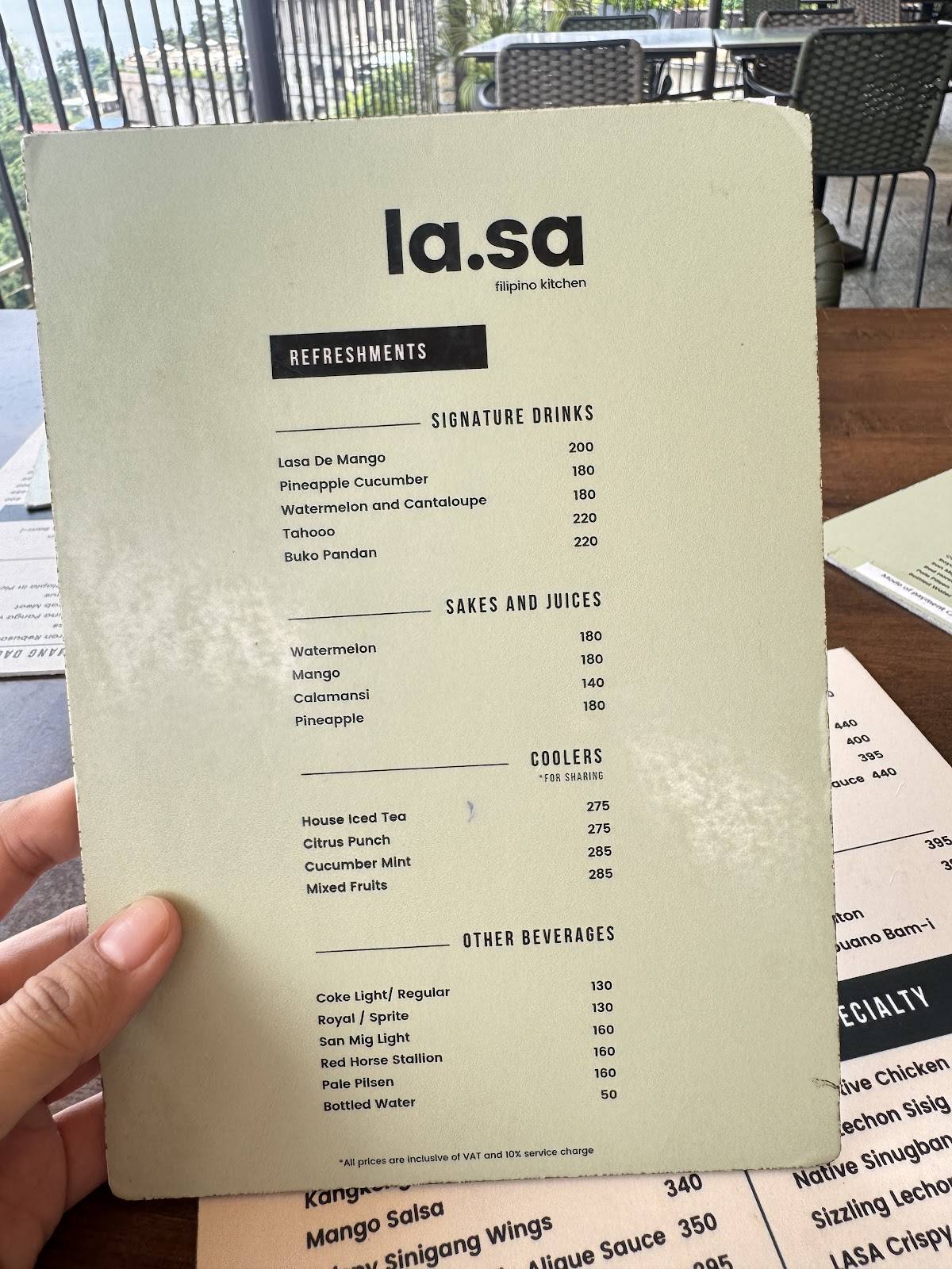 Menu at LASA BUSAY Modern Filipino Food restaurant, Cebu City
