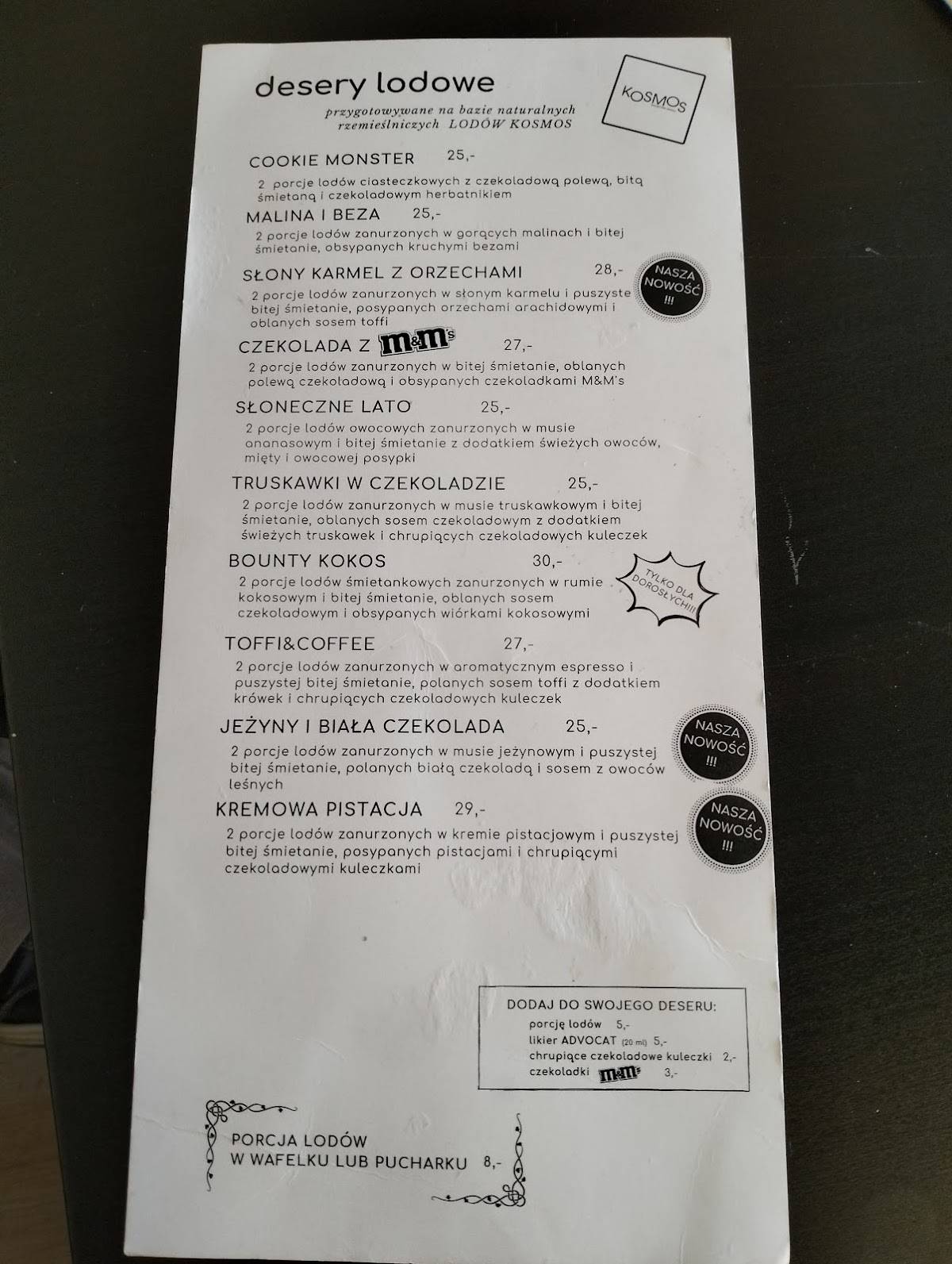 Menu w LOFT 74 Restauracja, Pabianice