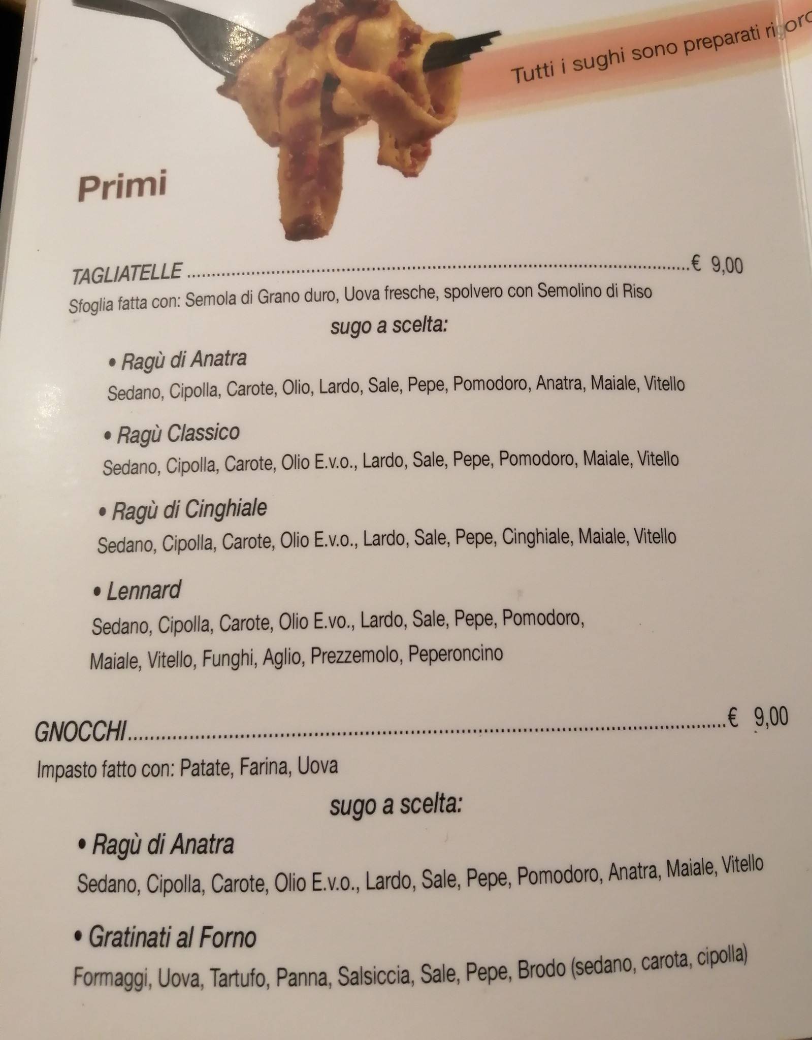 Menu da Ristorante La Collina Da Pifin Flavio, Monte Porzio