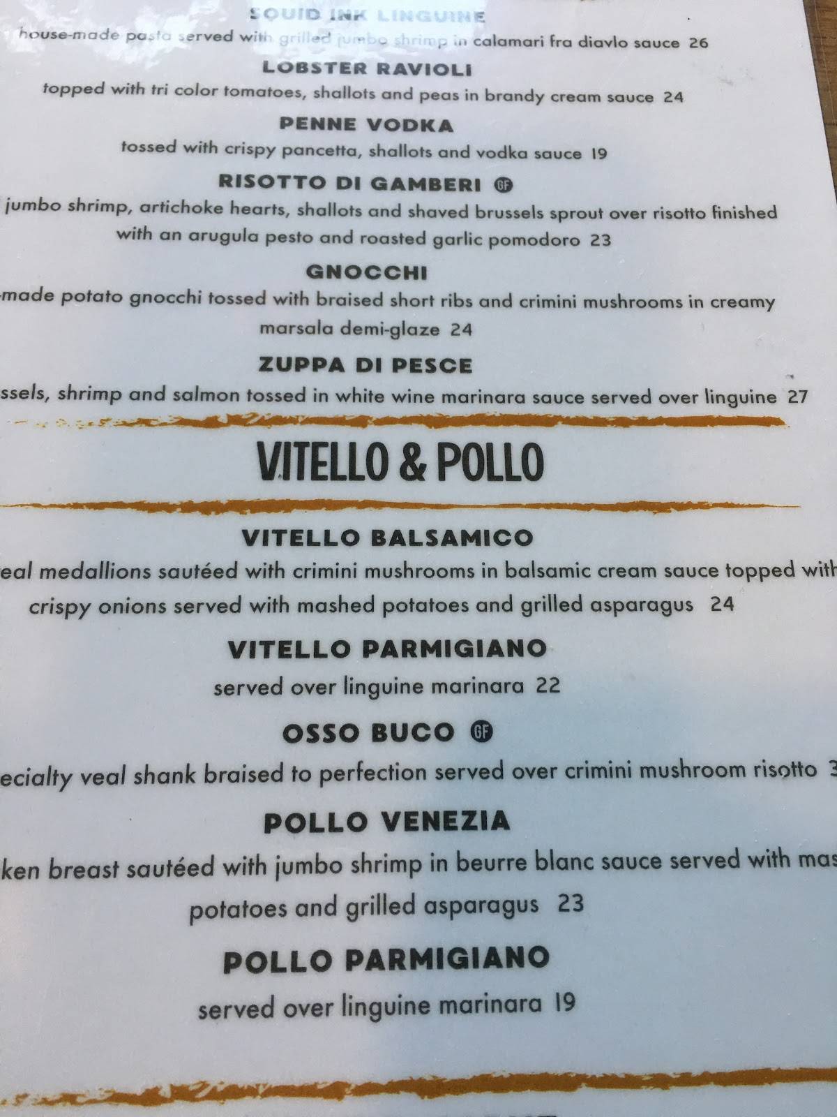 Menu at La Voglia Italian Restaurant, Warminster