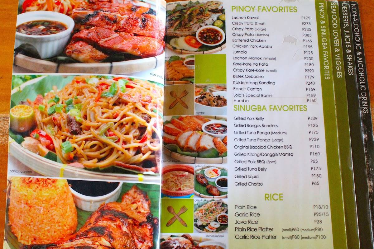 Menu at Lantaw Native Restaurant, Dumaguete, EJ Blanco Drive
