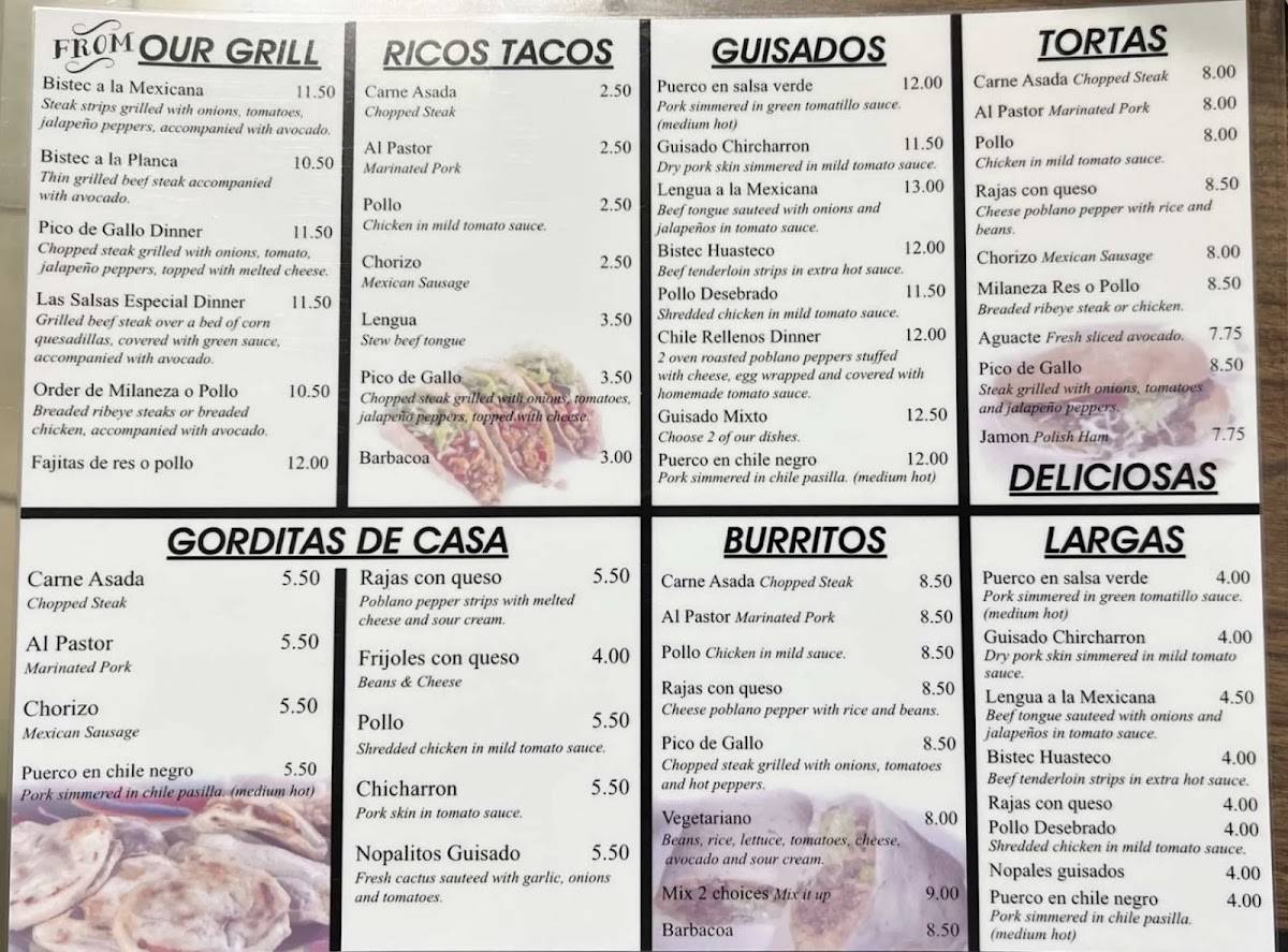 Menu at Las Salsas Dona Mary restaurant, Moline
