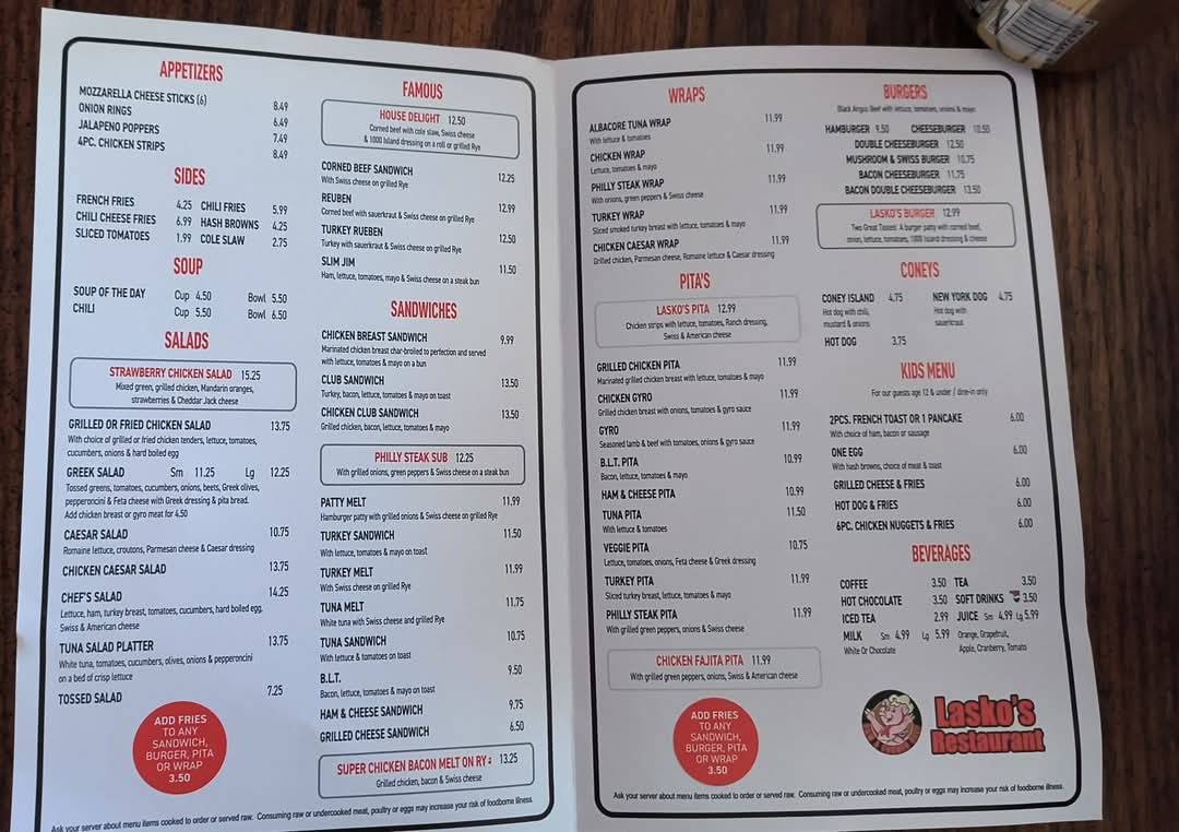 Menu at Laskos Restaurant, Midland