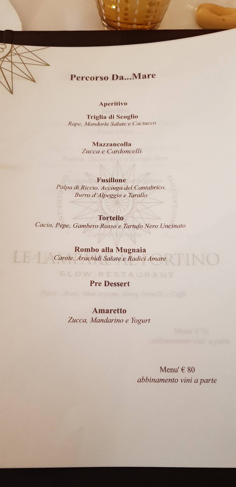 Speisekarte von Le Lampare al Fortino restaurant, Trani