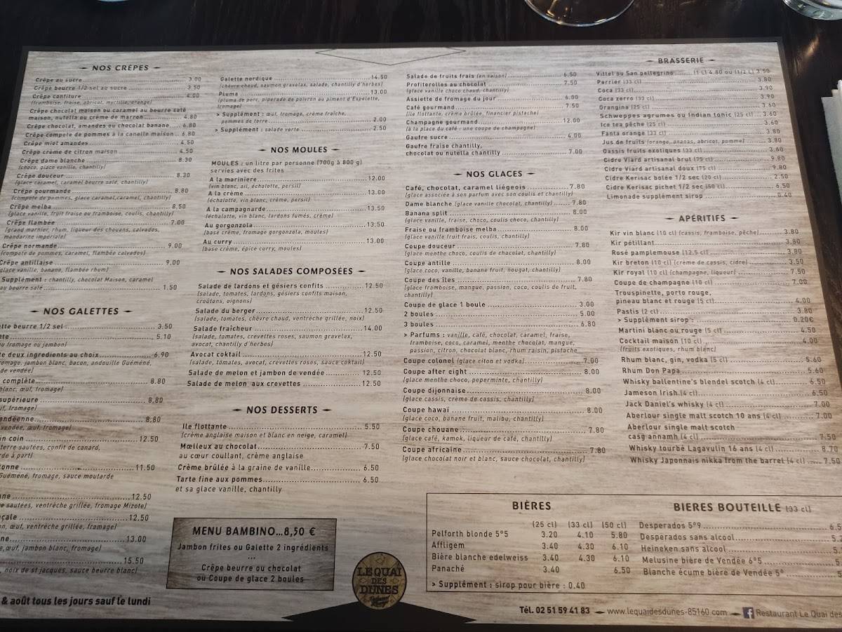 Menu au Restaurant Le Quai Des Dunes, Saint-Jean-de-Monts