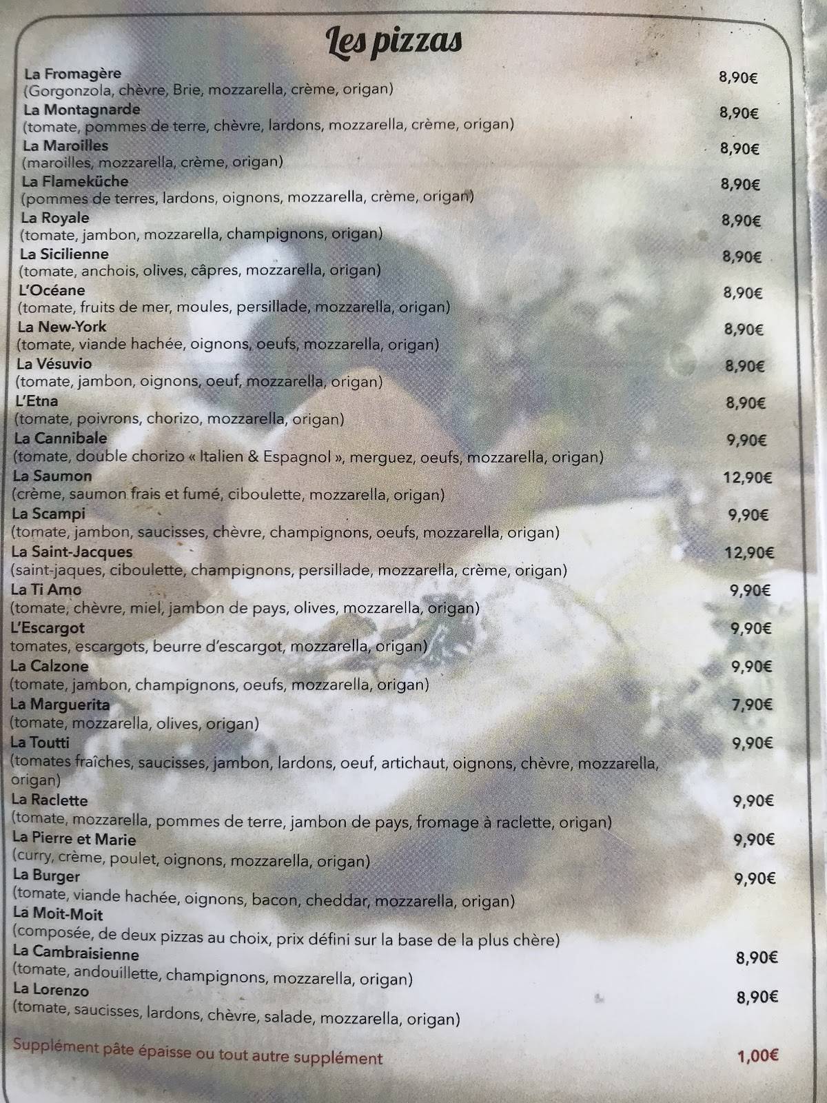 Menu au Le Scampi restaurant, Saint-Quentin