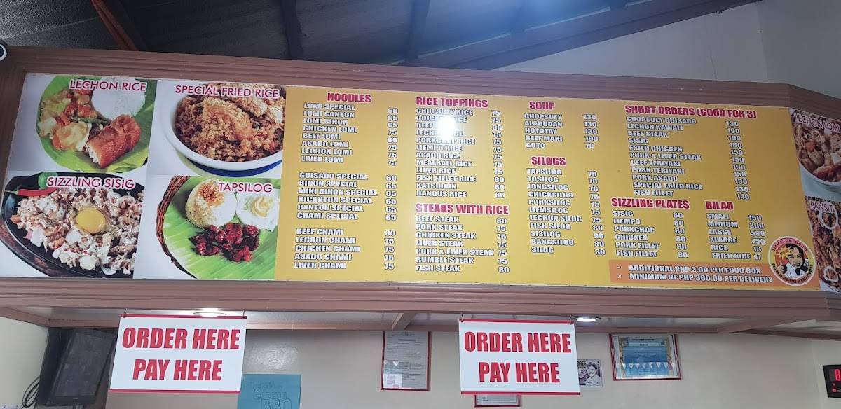 Menu at Liam's Lomi House restaurant, Lipa