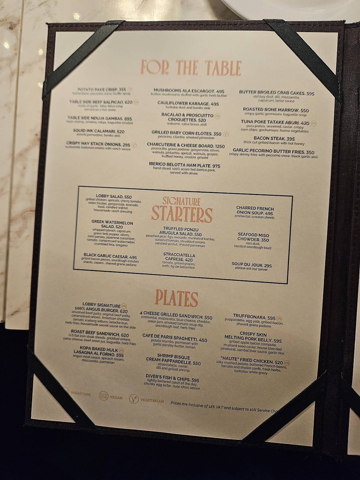 Menu at Lobby 385 steakhouse, San Juan