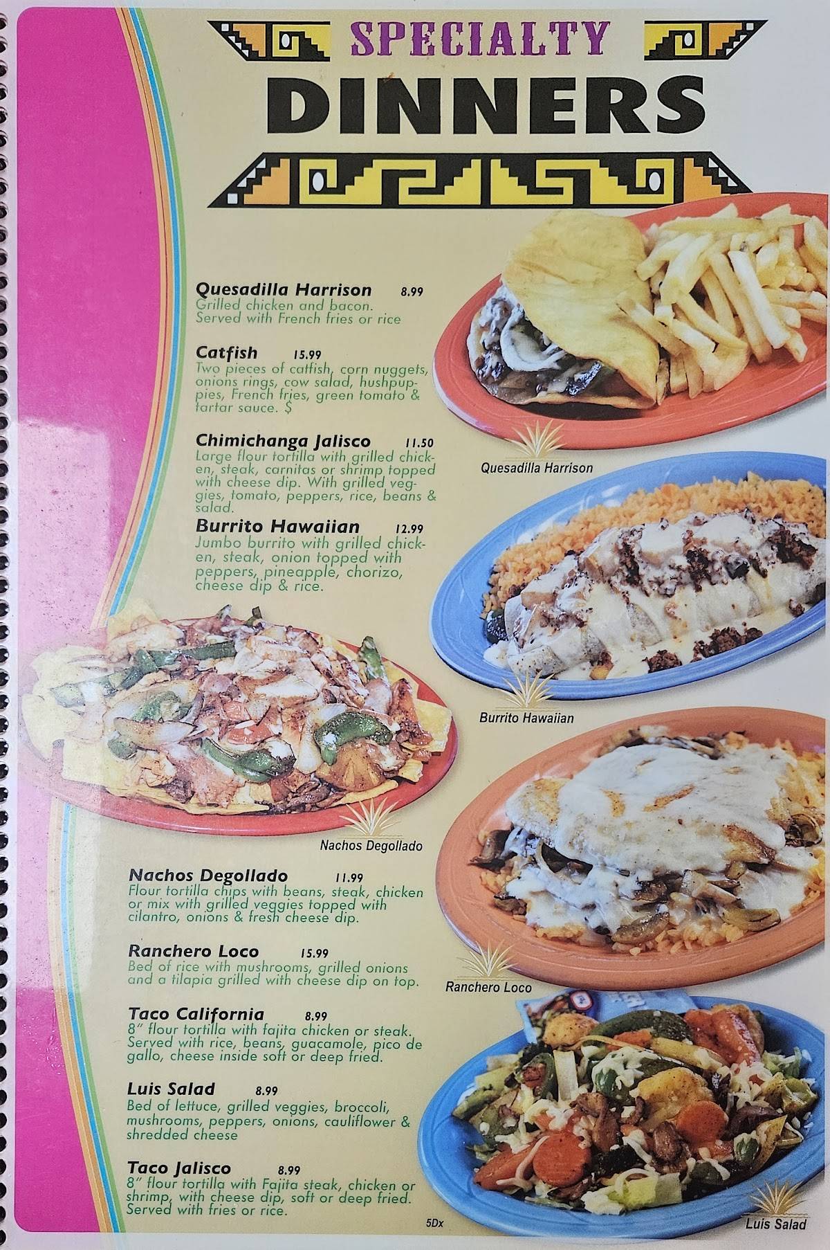Menu at Los Aztecas Mexican Restaurant, Harrison