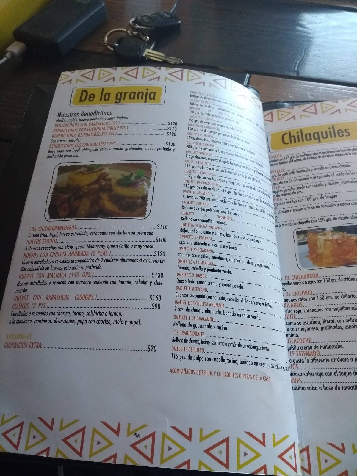 Menu at Los Chilaquiles OTAY restaurant, Tijuana, 10327-17