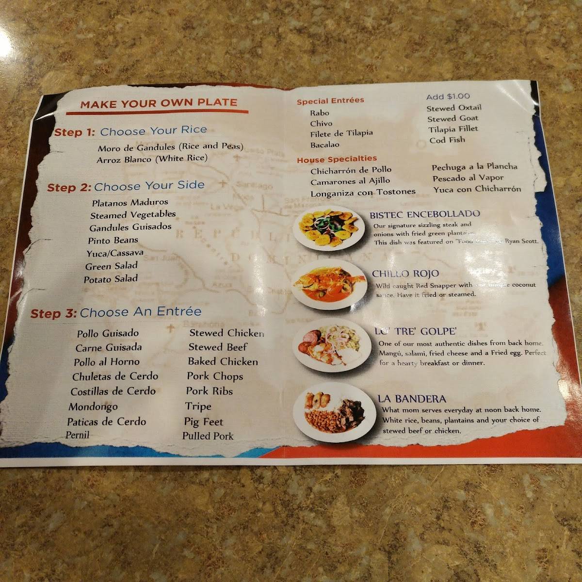 Menu at Los Hermanos restaurant, Washington