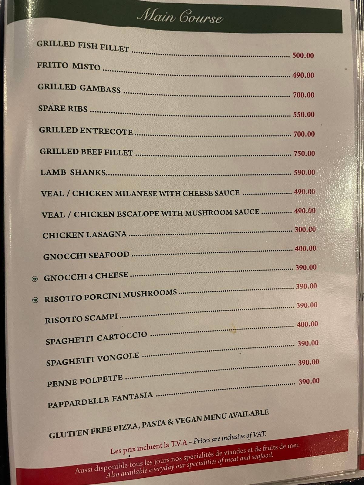 Menu at Luigi's Italian Pizzeria & Pasta Bar, Grand Baie, Royal Road