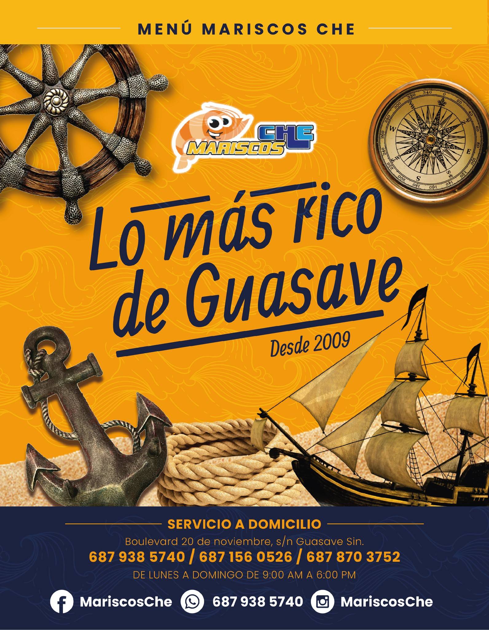 Carta del restaurante Mariscos Che, Guasave