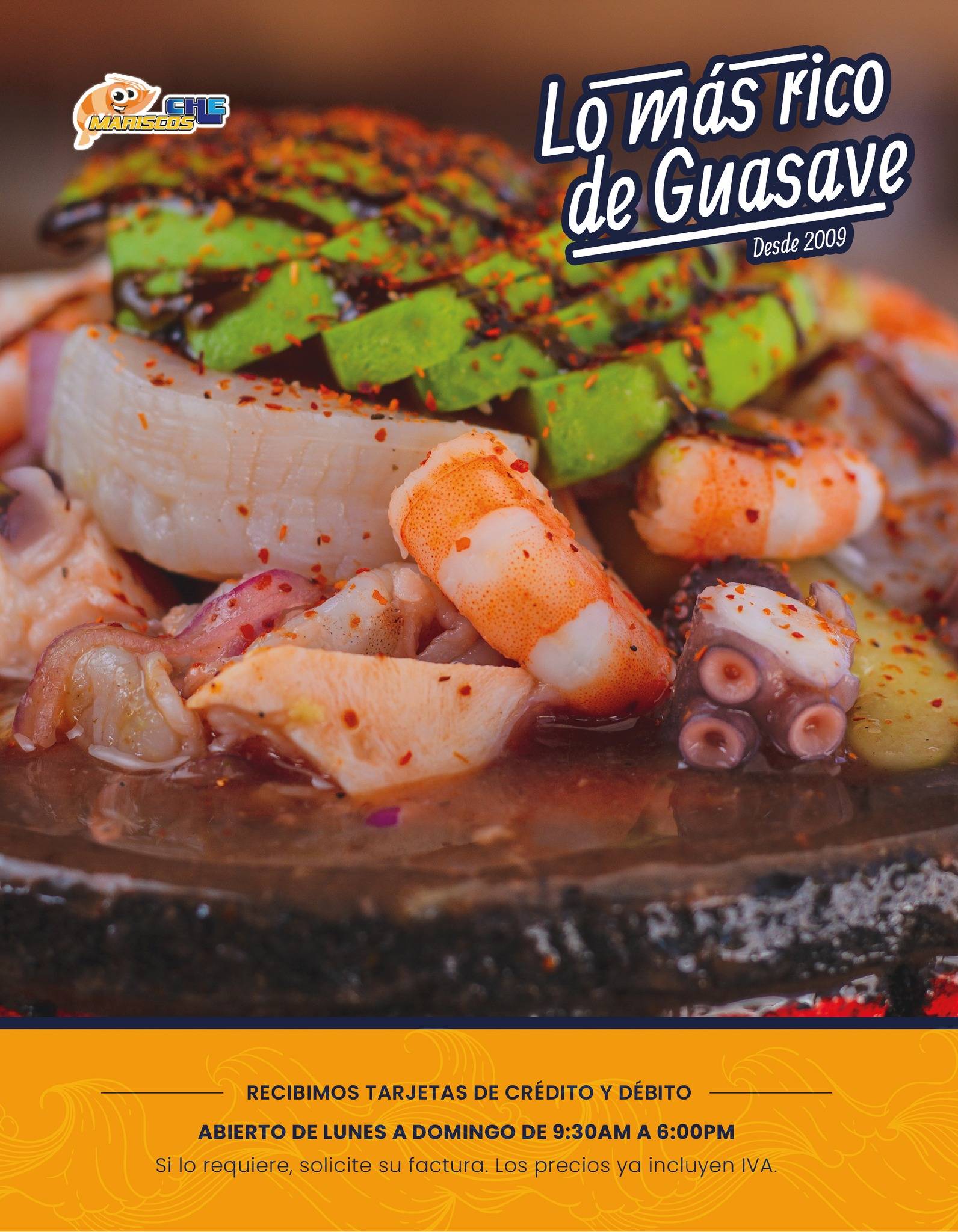 Carta del restaurante Mariscos Che, Guasave