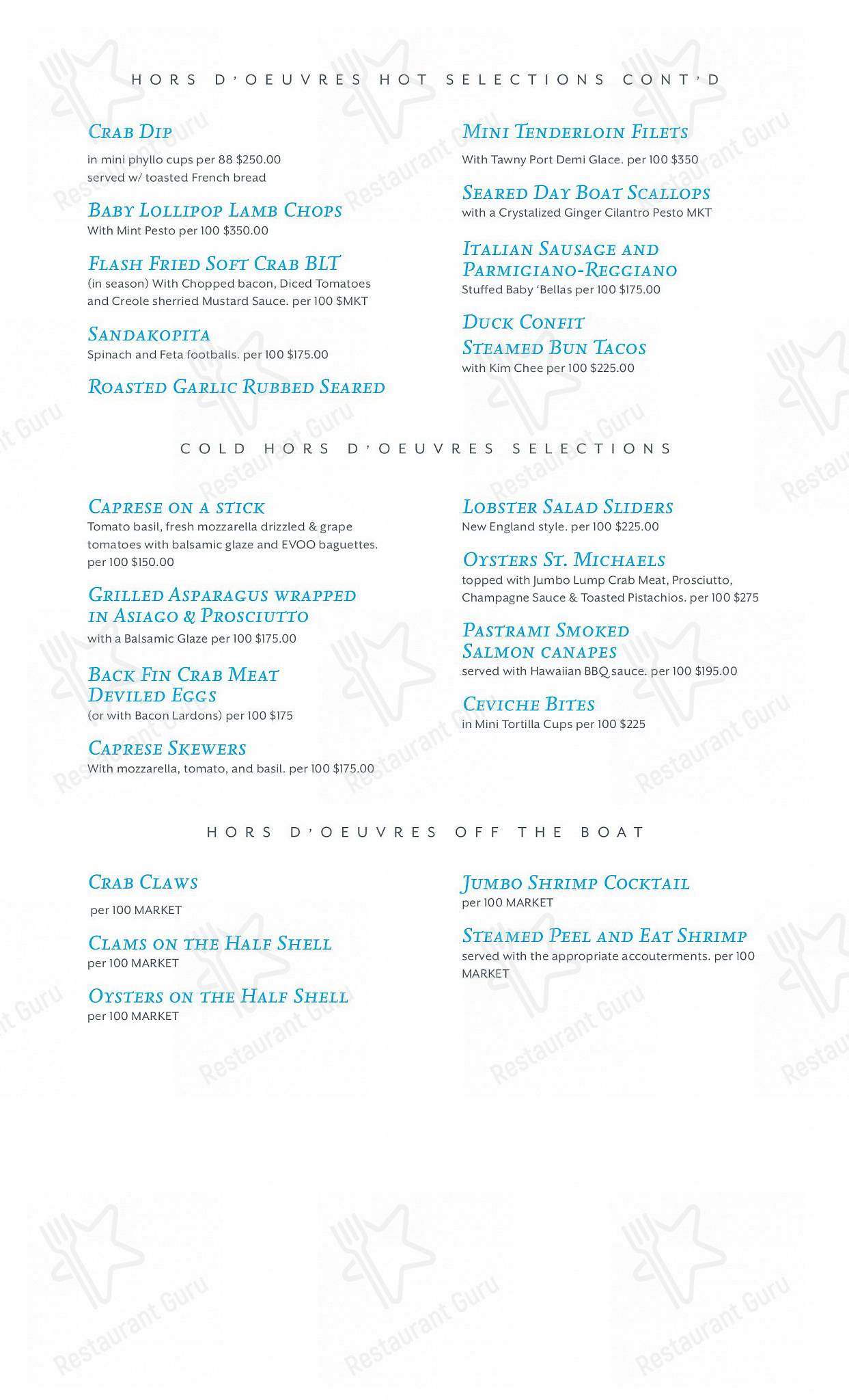 Carta de Marlin Moon Restaurant, Ocean City