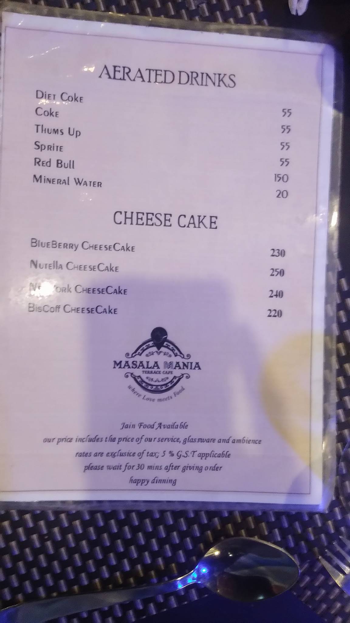 Menu at Masala Mania, Surat