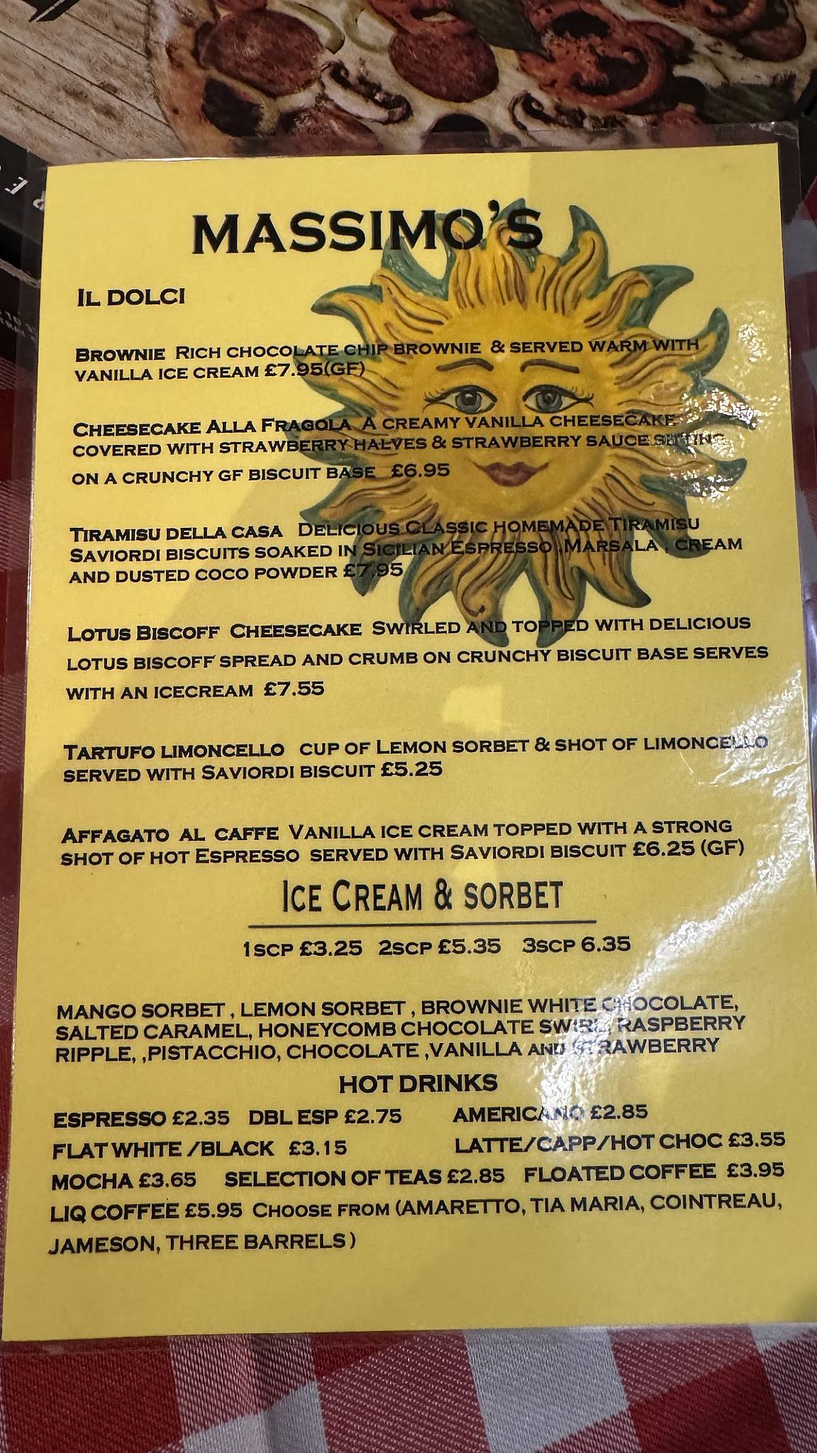 Menu at Massimo’s Ristorante Italiano restaurant, Devizes, Unit 6
