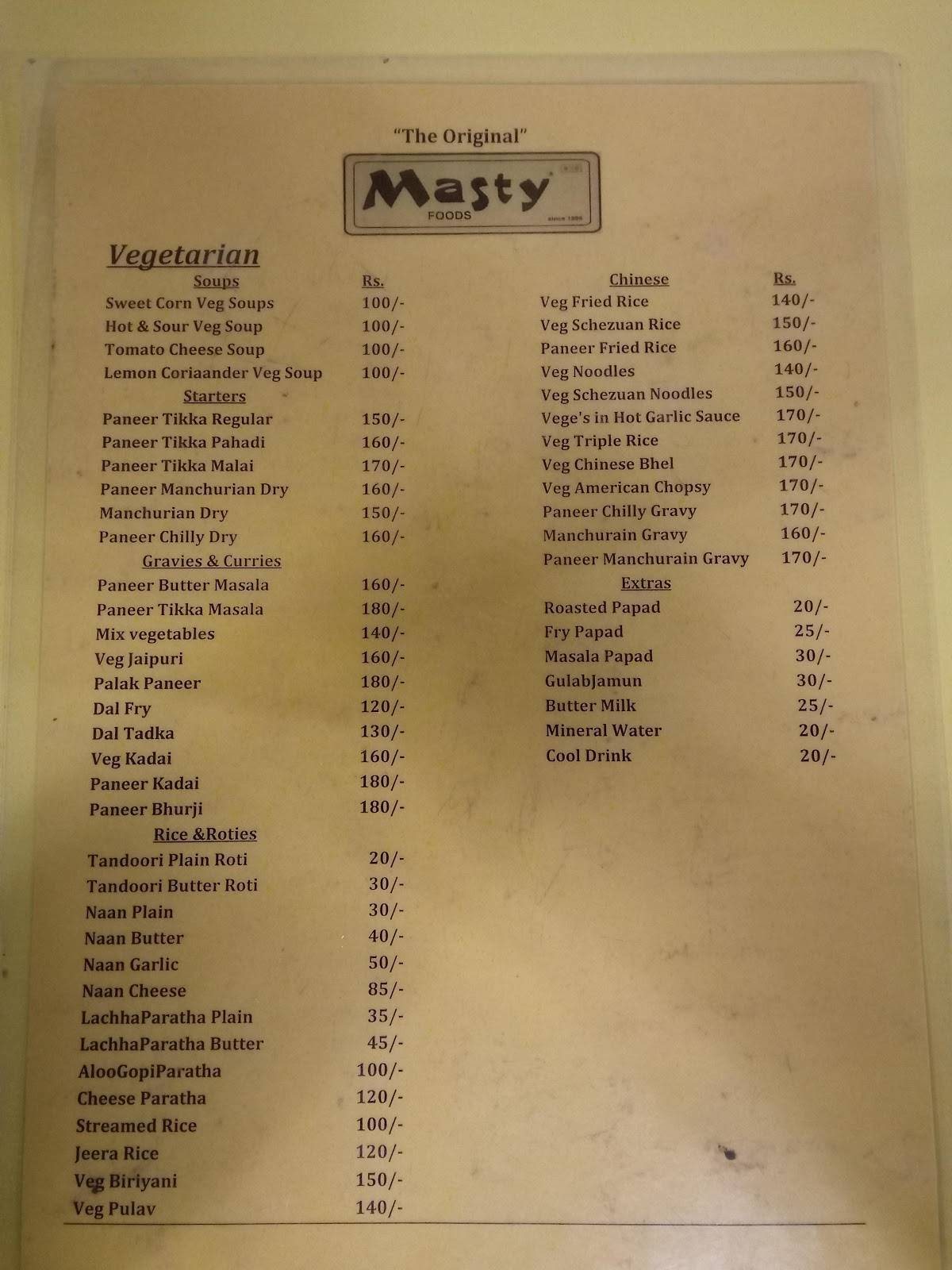 Menu at Masty Foods - The Original, Ahmedabad, 105
