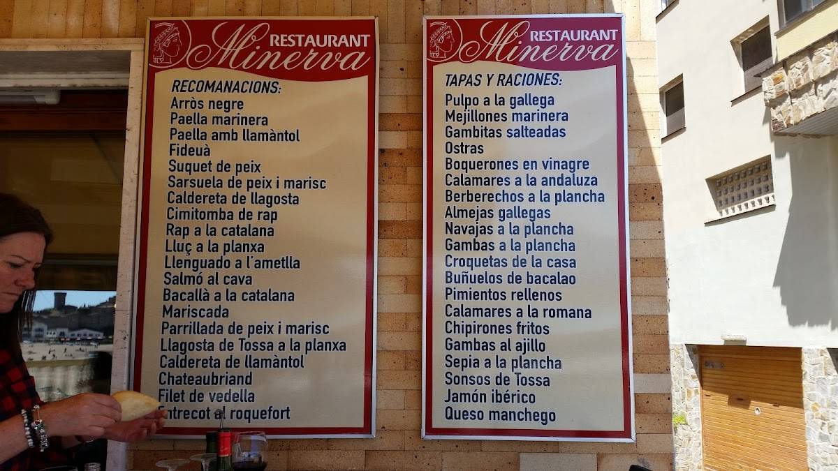 Menu at Restaurant Minerva, Tossa de Mar