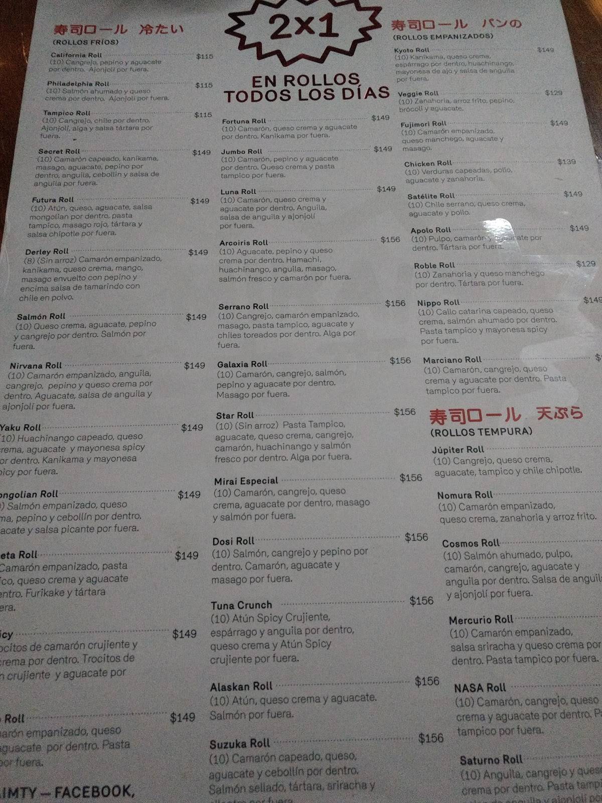 Carta del restaurante Mirai Paseo Tec, Monterrey, Av. Eugenio Garza ...