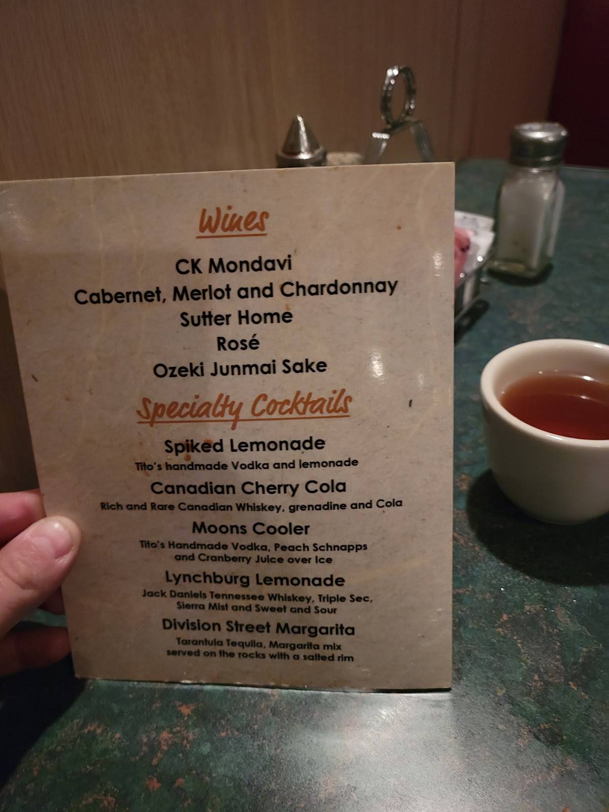 Menu at Moon's Mongolian Grill restaurant, Spokane