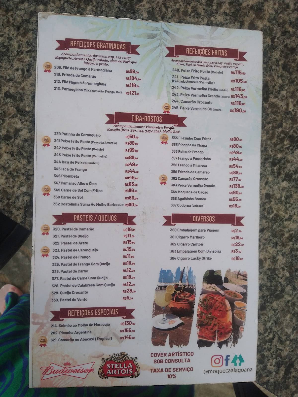 Carta del restaurante Moqueca Alagoana, Aracaju, Av. Inácio Barbosa