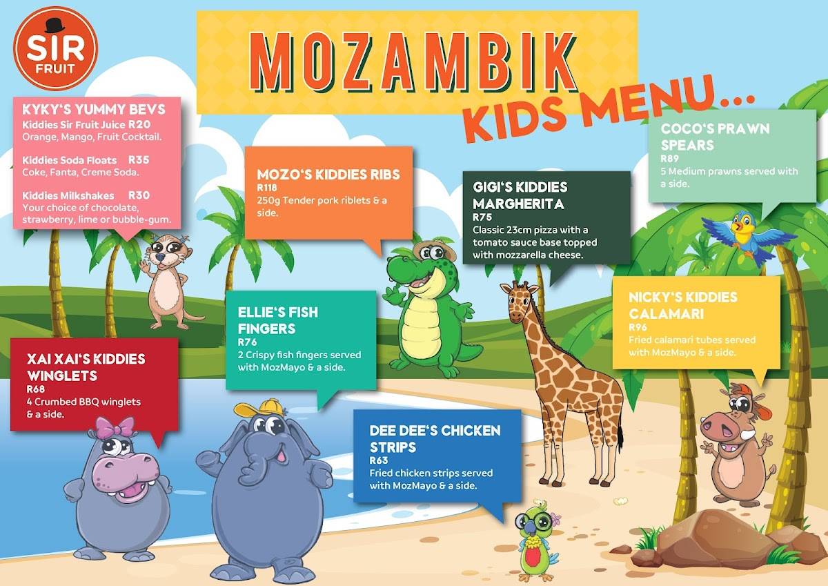 Menu at Mozambik Chatsworth restaurant, Durban, SHOP 107