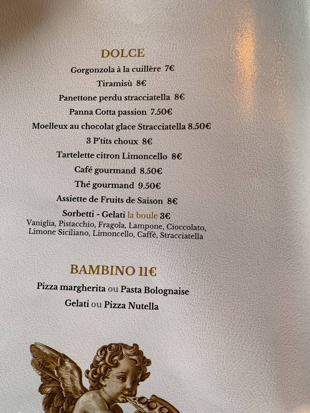Menu au Musa Giorgia Ristorante restaurant, Ifs