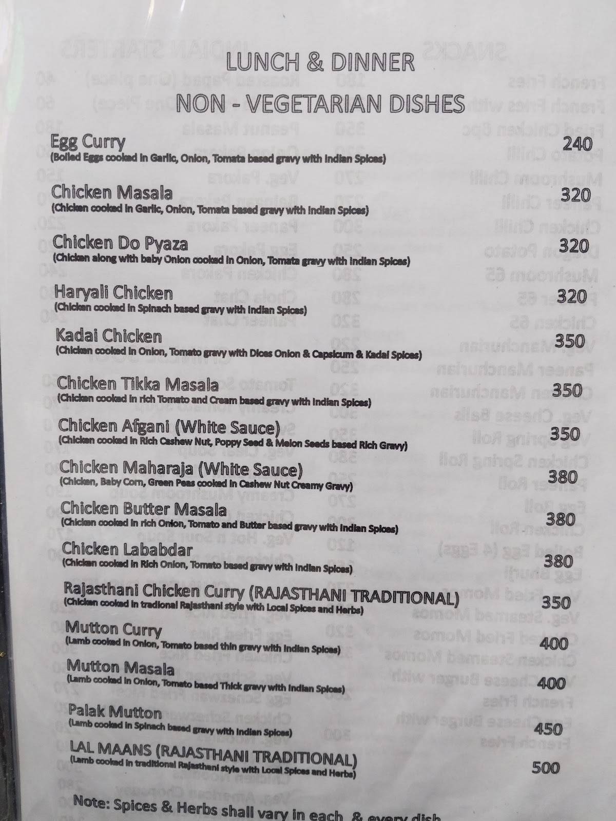 Menu at Namaste Cafe Rooftop Restaurant, Jodhpur
